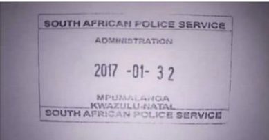 Today is the 32nd of January, according to 'SAPS' stamp | The Citizen