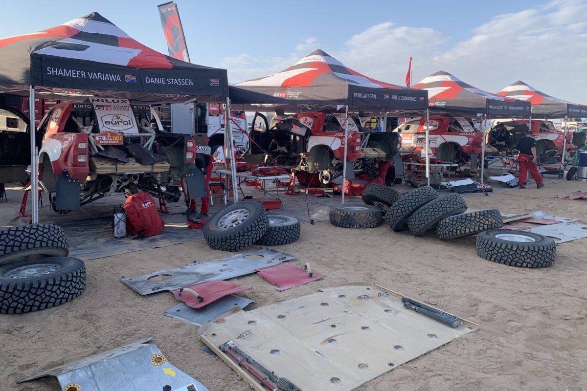 Hustle and bustle of the bivouac backbone of the Dakar Rally
