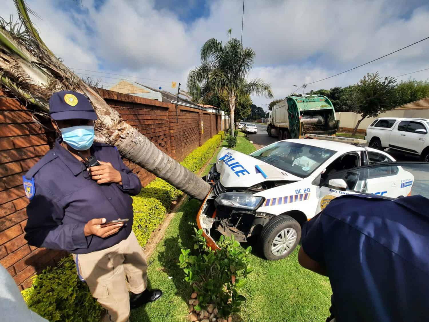 A JMPD officer faces the music after crashing state car into a tree