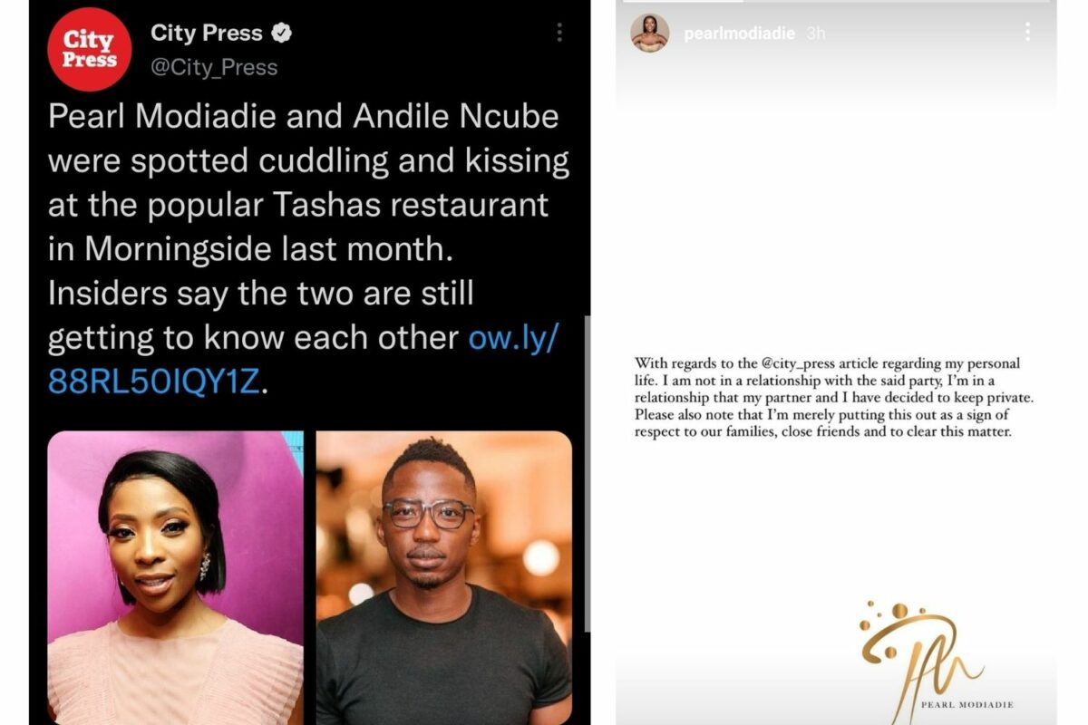 Pearl Modiadie denies canoodling with Andile Ncube