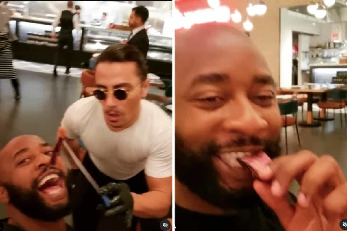 Tumelo Ramaphosa gets his meat cooked and fed to him by #SaltBae