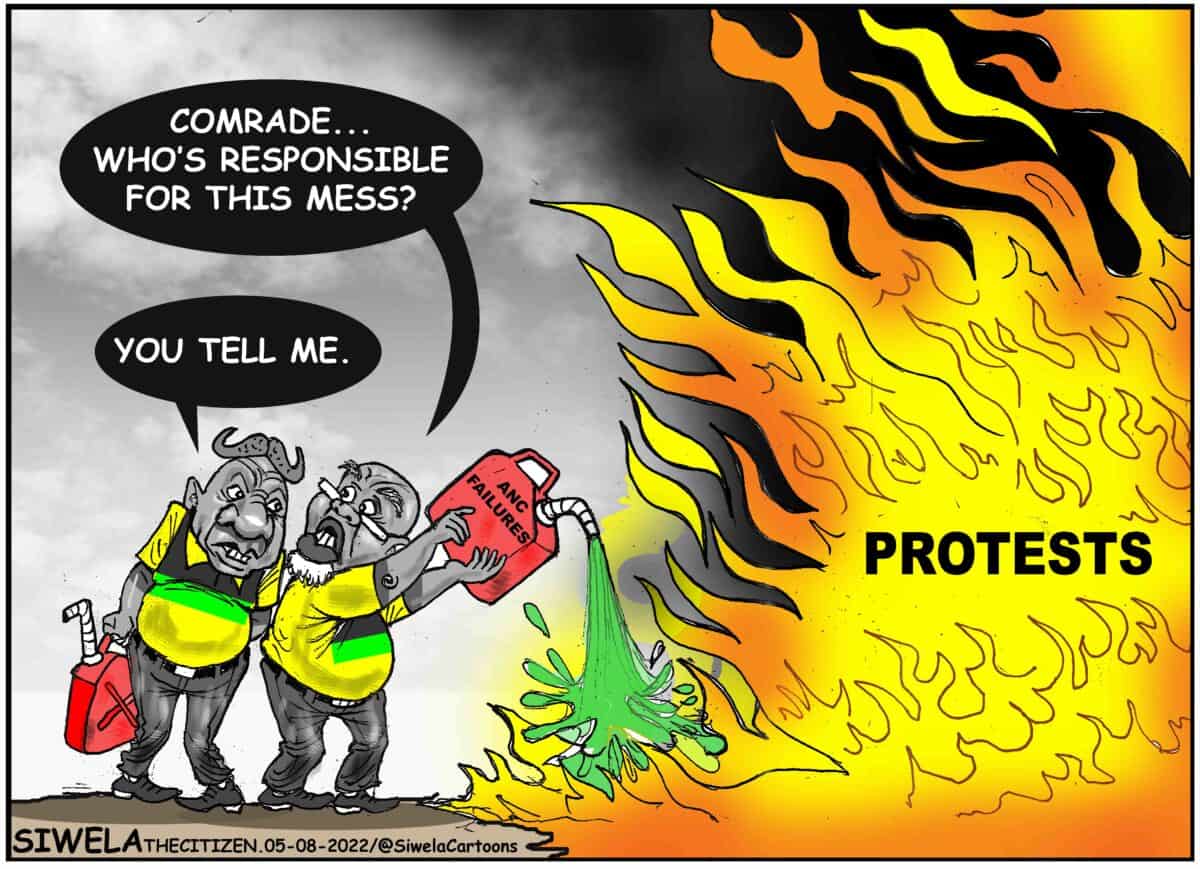 Watch: Behind the cartoon - 'Ramaphosa and Mantashe face protest flames'