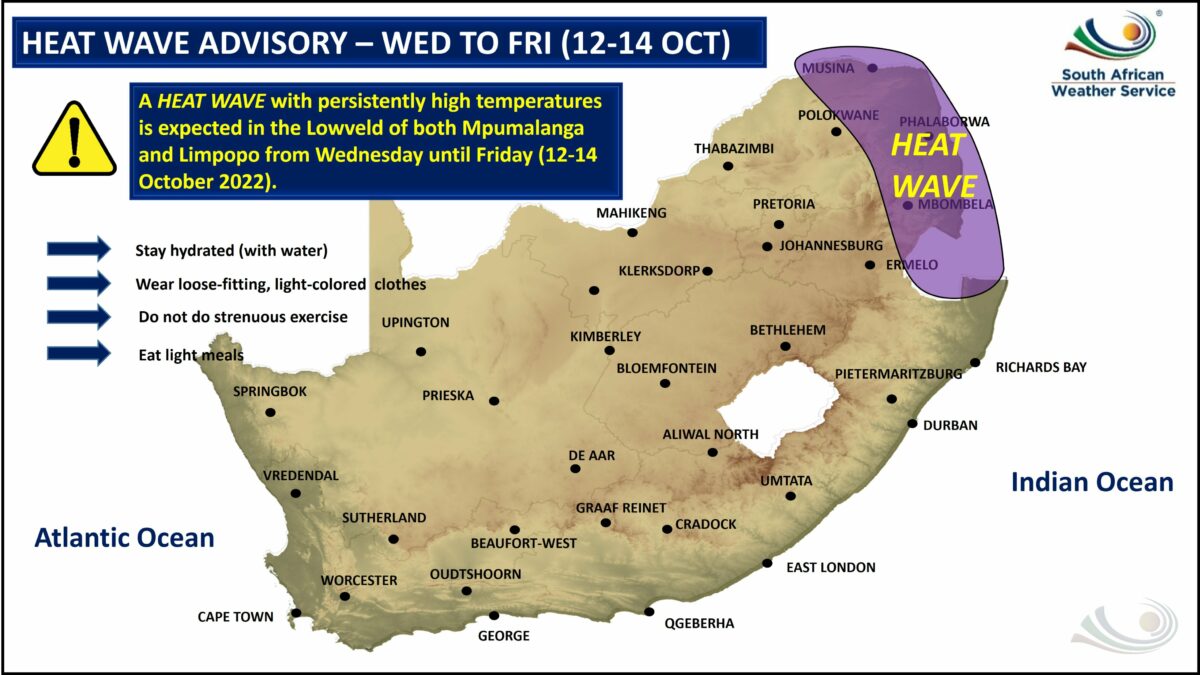 Heatwave to persist in in Limpopo and Mpumalanga until Friday
