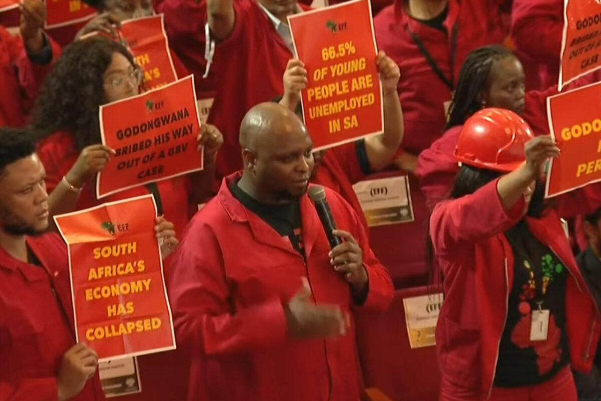 WATCH: Godongwana delivers budget speech despite brief EFF disruption