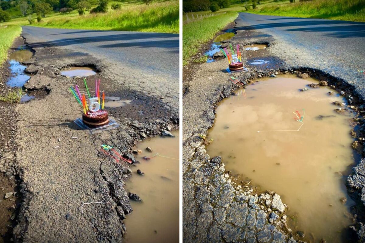 Pothole party: Celebrating massive road crater's milestone birthday