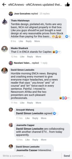 South Africans roast eNCA's new look and breakfast show