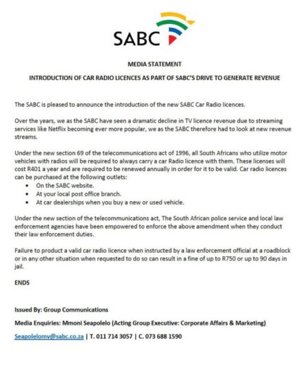 SABC taking you for a ride? Shock car radio licence claim revs ...