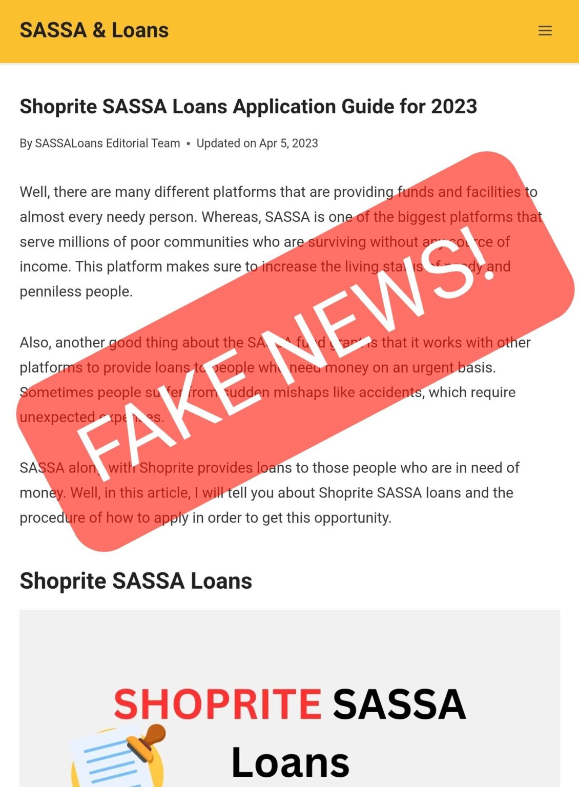 New scam alert: No, Shoprite isn't offering Sassa loans
