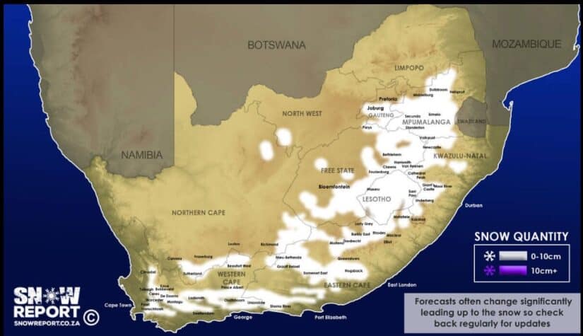 Widespread snow possible with Gauteng on the radar again