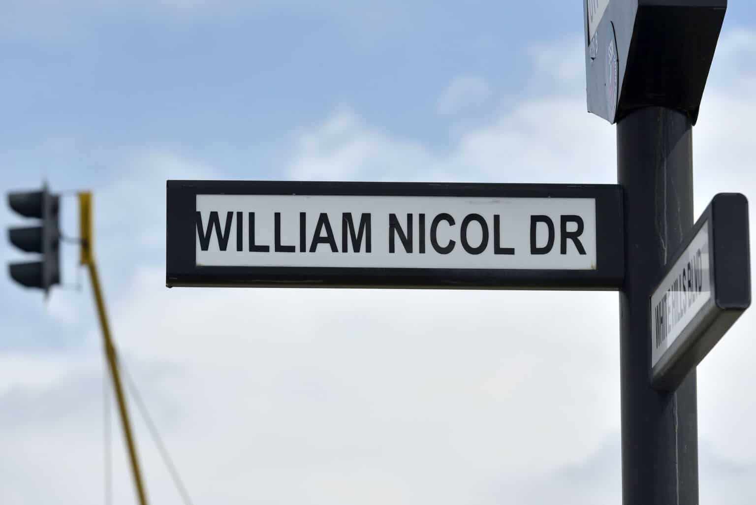 William Nicol's name on road signs not worth a dime