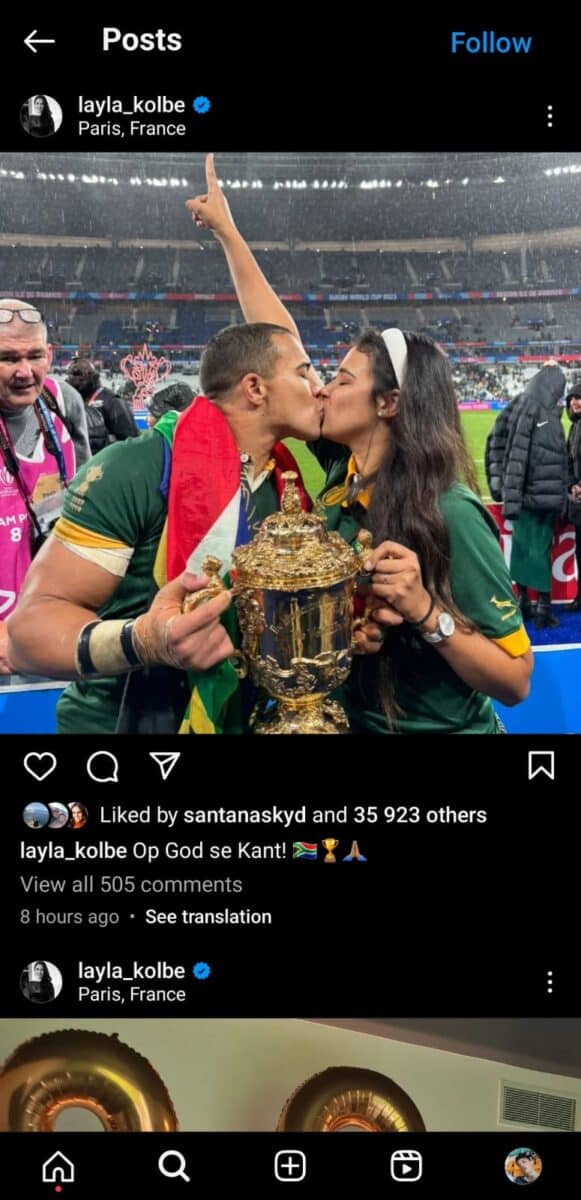 This is how the Springboks celebrated their victory with their wives