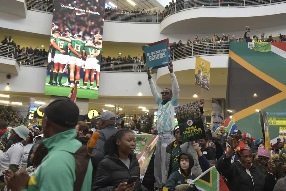 In pictures: The victorious Springboks arrive back in SA to a rousing ...
