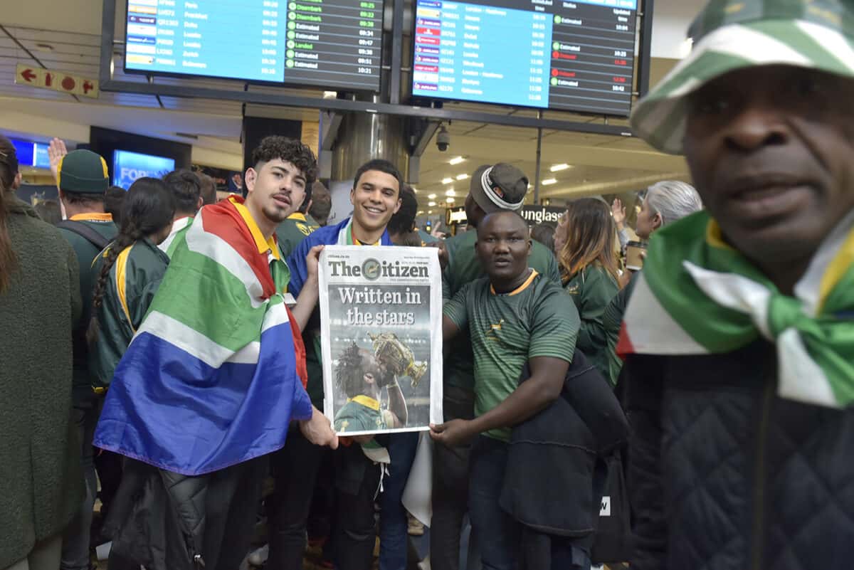 In pictures: The victorious Springboks arrive back in SA to a rousing ...