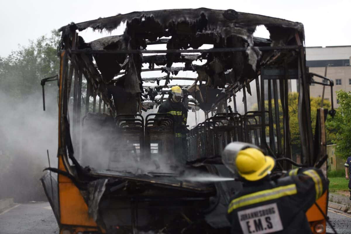 Watch: Dozens evacuated as bus catches fire in Joburg | The Citizen