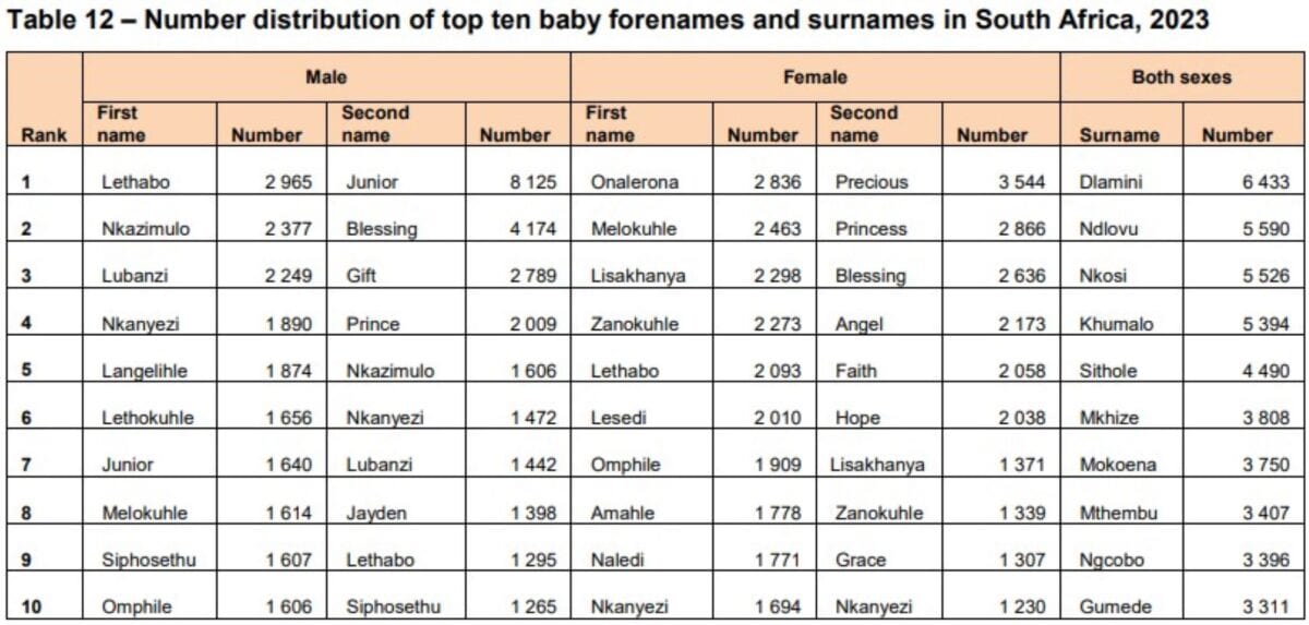 South Africa sees decline in births for 2023, this was the surname that ...