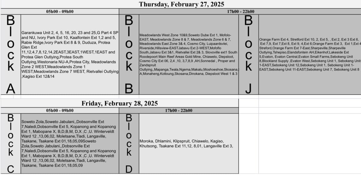 Load reduction amid load shedding: Here is the week's schedule and ...