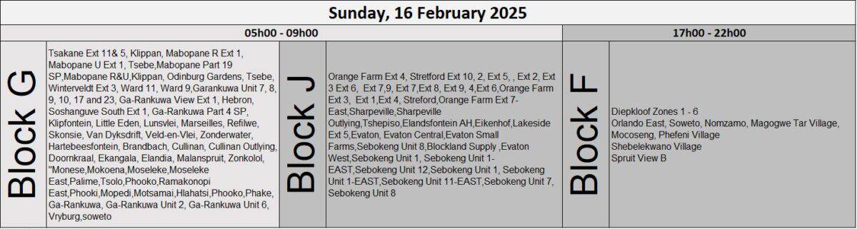 Here’s this week's Eskom load reduction schedule