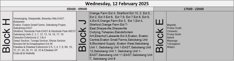 Here’s this week's Eskom load reduction schedule