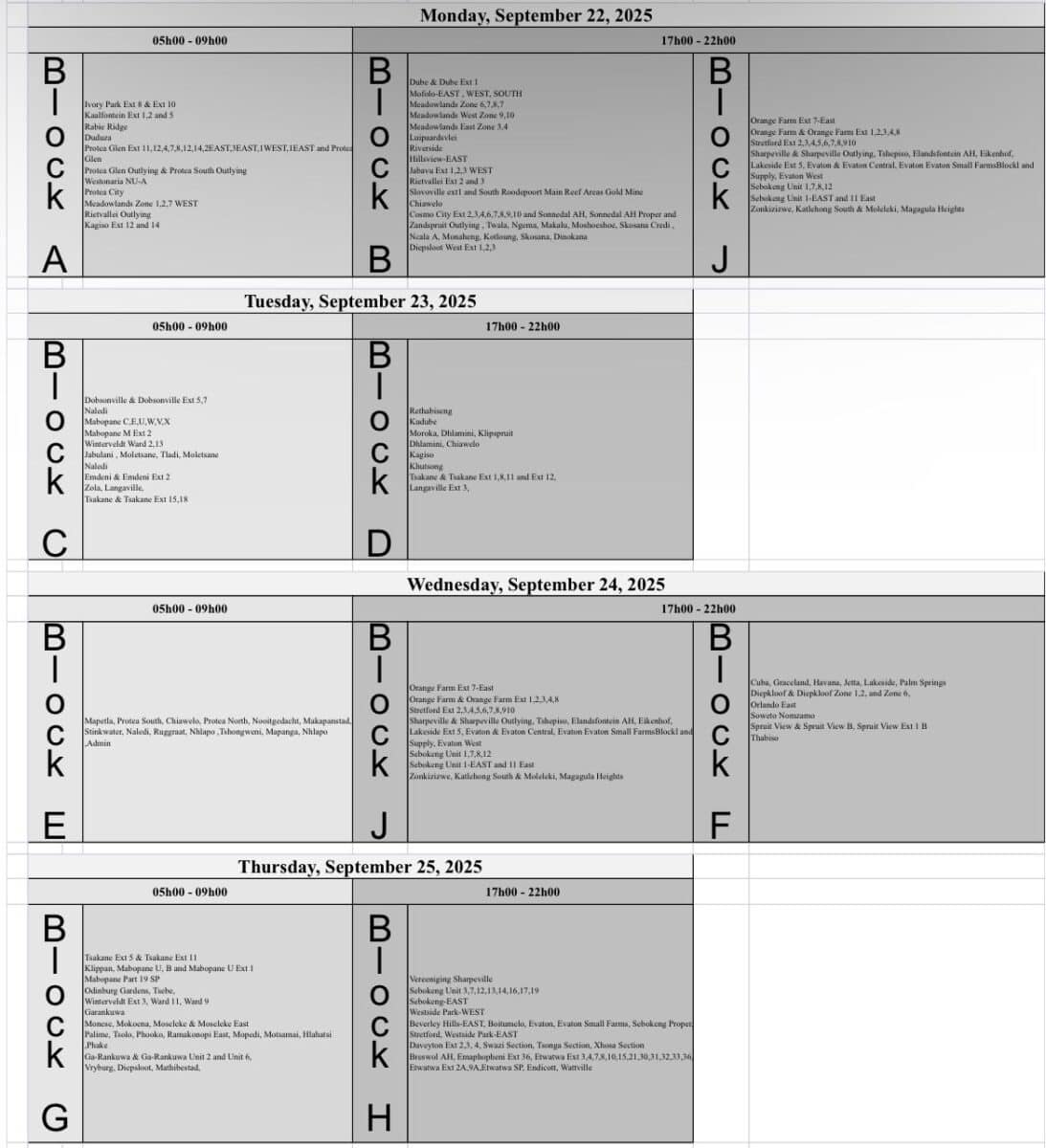Load reduction still persists: Here are the Gauteng areas affected ...