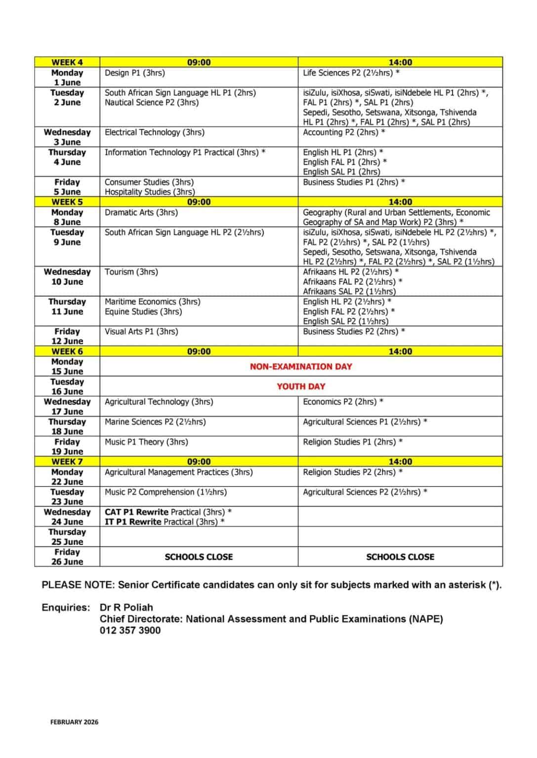 Matric 2026: Here's your June NSC exam timetable | The Citizen