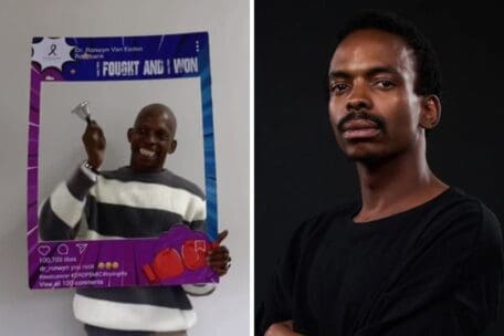 Sabelo Gumede celebrates completing chemotherapy treatment